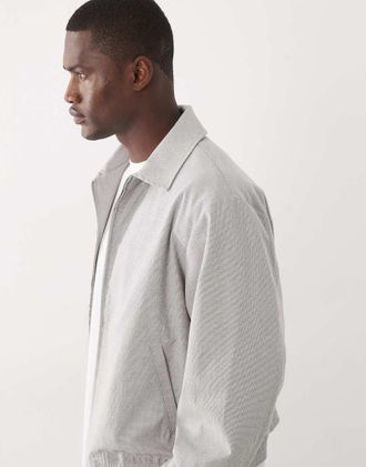 Asos Blouson Harrington oversize en cr&eacute;pon &eacute;l&eacute;gant - Gris clair-Bleu