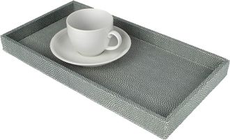 Signature Home Collection Kleines Tablett mit Rand, Kunstleder, blau, mittel