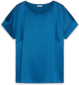 Fiorella Rubino T-Shirt aus Satin und Jersey - - Blouses & Shirts - Damen - Blau - XL