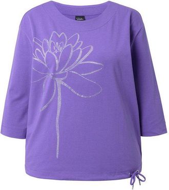 Ulla Popken T-Shirt Shirt Ziersteine Rundhals 3/4-Arm Saumband