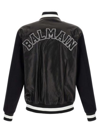 Balmain Mens Bicolor Lamb Leather Jacket Clothing