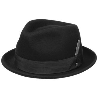 Stetson Vencaster Player Wollhut Einfarbiger Filzhut 100% Wollfilz Wasserabweisend Unisex Herbst Winter schwarz XXL (62-63 cm)