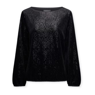 Elena Miro Femme, Blouses et Chemises, Noir, Taille: 54 FR Blouse en chenille lamin&eacute;e