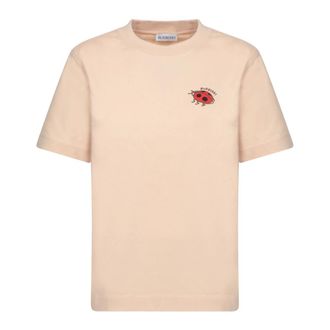 Burberry Femme, Tops, Beige, Taille: 40 FR T-shirt ras du cou en coton avec logo coccinelle