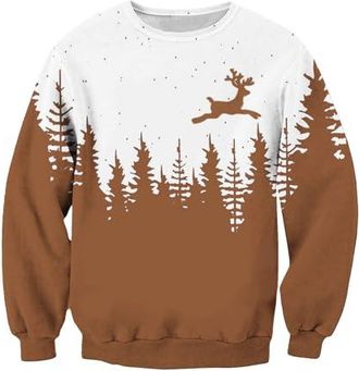 Generic Pull de Noël amusant pour homme avec flocons de neige imprimés col rond à manches longues pour les vacances, pull tendance décontracté dhiver chaud, c