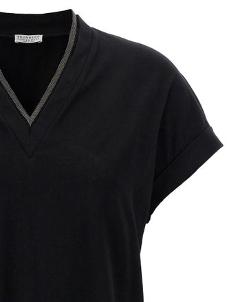 Brunello Cucinelli V-Neck Cotton T-Shirt - Black