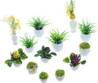 DOITOOL 13 STK. Teiliges Miniatur-topfpflanzen Puppenhaus Realistische Bonsai Modelle Lebensechte Mini Pflanzen Dekoration für Puppenstube und Miniatur Garten