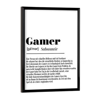 artboxONE Poster mit schwarzem Rahmen 18x13 cm Typografie Gamer Definition - Bild Gamer Definition Gamer