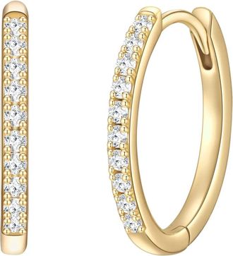 Glanzst&uuml;cke M&uuml;nchen Ohrringe - Sterling Silber Creolen Zirkonia - Gr. unisize - in Gold - f&uuml;r Damen