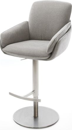 DELIFE Barstuhl Luan-Flex Strukturstoff Soft Grau Drehfu&szlig; h&ouml;henverstellbar Edelstahl Silberfarben, Barst&uuml;hle