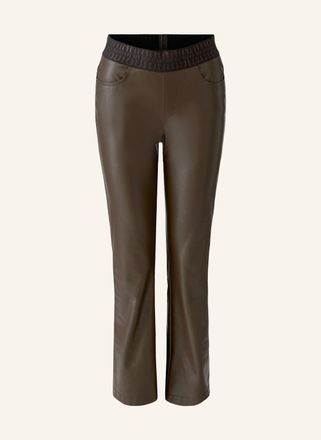 Oui 7/8-Hose In Lederoptik braun