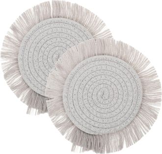 BESPORTBLE MUELODSIC 2 St&uuml;ck Teiliges Rundes Baumwoll platzset mit Quasten Isolierende Waschbare Untersetzer f&uuml;r Hei&szlig;e und Kalte Getr&auml;nke Handgewebt Saugf&auml;hig Vi