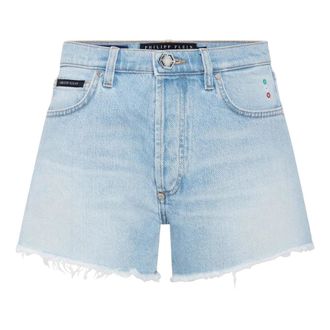 Philipp Plein Denim-Mini-Shorts mit Logo-Applikation - - Shorts - Damen - Blau - W26