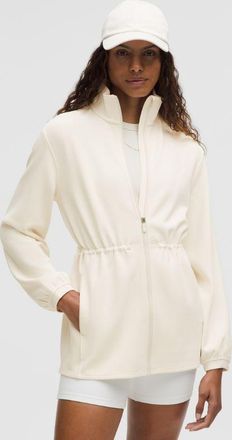 lululemon Softstreme Jacke mit Kordelzug in der Taille und durchgehendem Reißverschluss für Frauen - Größe XL in Light Ivory