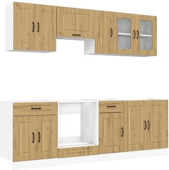 vidaXL 8-tlg. K&uuml;chenschrank-Set Kalmar Artisan-Eiche Holzwerkstoff vidaXL