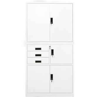 vidaXL B&uuml;roschrank Wei&szlig; 90x40x180 cm Stahl Vidaxl