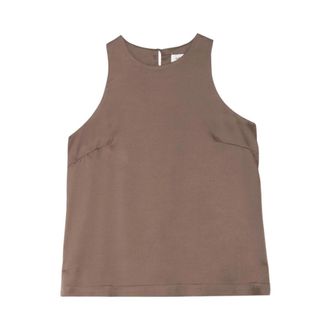 ottod'Ame Femme, Tops, Brun, Taille: 40 FR Double Satin Viscose Top