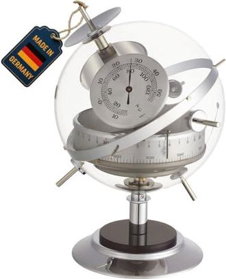TFA Dostmann Analoge Wetterstation Sputnik, 20.2047, mit Barometer, Thermometer, Hygrometer, zur lokalen Wettervorhersage, deutsches Familienunternehmen, innen, De