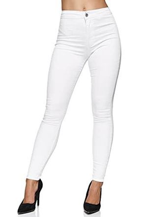 Elara Damen Jeans High Waist Slim Fit Chunkyrayan 201-1 Weiss 42 (XL)