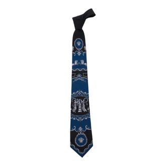 Versace Homme, Accessoires, Bleu, Taille: ONE Size Printed Silk Twill Tie