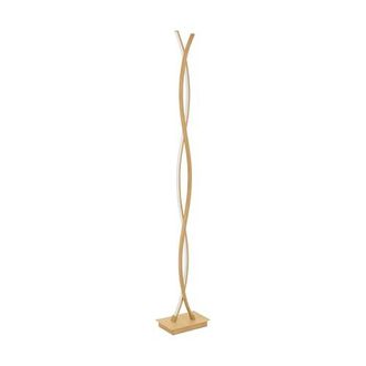 Eglo LED Stehlampe Lasana 4, Design Lampe Wohnzimmer, Standleuchte geschwungen, Metall in Holz-Optik, warmwei&szlig;, 143 cm
