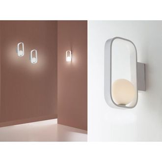 Fan Europe Minimalistische Wandleuchte roxy Wei&szlig; mit Opal Glaskugel, H&ouml;he 24cm