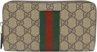 Gucci Portefeuille long pr&eacute;-poss&eacute;d&eacute; GG Supreme - Femme - Pre-owned - Beige - Taille: ONE Size