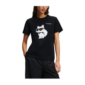 Karl Lagerfeld T-Shirt Ikon Aquarelle - - Tops - Damen - Schwarzk - S