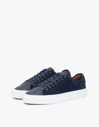 Tommy Hilfiger Strukturierte Court-Sneaker aus Leder-Mix in Dunkelblau