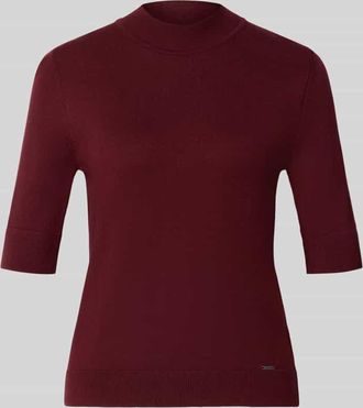 More & More Strickshirt aus Viskose-Mix mit geripptem Rundhalsausschnitt