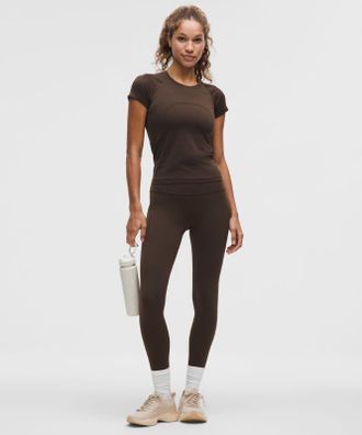 lululemon Wunder Train Leggings mit hohem Bund und Taschen f&uuml;r Frauen - 63,5 cm - Gr&ouml;&szlig;e 10 in Walnut Crunch