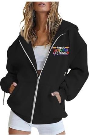 Generic Veste de surv&ecirc;tement &agrave; capuche pour femme - Veste &agrave; capuche surdimensionn&eacute;e - Fermeture &eacute;clair - Veste de sport - Manches longues - Veste de surv&ecirc;teme