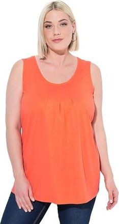 Ulla Popken Femme Grandes Tailles Top, Plis Fantaisie, Ligne A, sans Manches Rose Corail 58+ 796470510-58+