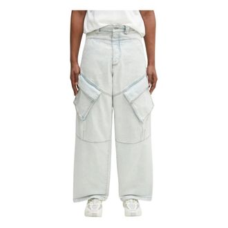 Marcelo Burlon Homme, Jeans, Bleu, Taille: M Bleach Denim Wide Cargo Jeans