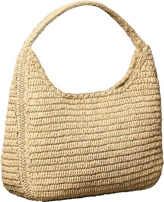 Calvin Klein Gro&szlig;e, von Hand geflochtene Schultertasche aus naturfarbenem Bast-Neutral