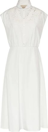 Valentino Garavani Femme, Robes, Blanc, Taille: 38 FR Robe Midi Brod&eacute;e Sangallo