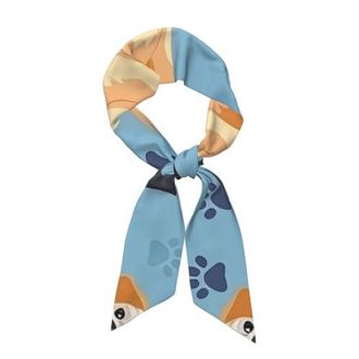 Generic &Eacute;charpe de race de chien de dessin anim&eacute; pour femme, foulard pour sac &agrave; main, motif empreintes de pattes, foulard en satin de soie pour le sport, le y