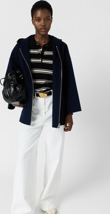 Gerard Darel Veste &agrave; capuche en laine double face- PATRICIA - Marine