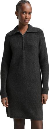 Tom Tailor Damen 1049060 Mini-Kleid Mit Troyer-Kragen, 10522 - Shale Grey Melange, M EU