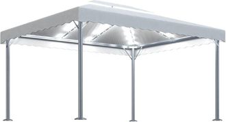 vidaXL Vidaxl - Tonnelle cr&egrave;me 4x3 m avec guirlande lumineuse &agrave; LED - Aluminium et acier r&eacute;sistant &agrave; la rouille - Toit en tissu Oxford UV 270 cm