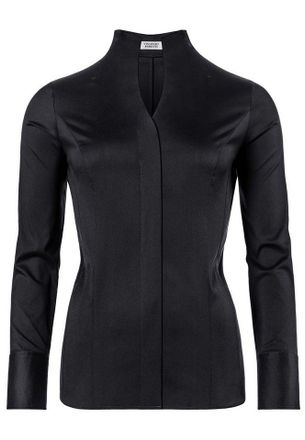 Vincenzo Boretti Klassische Bluse tailliert stretch Kelchkragen