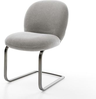 DELIFE Freischwinger Nube-Flex Strukturstoff Soft Grau Freischwinger flach Graphit Taschenfederkern, Esszimmerst&uuml;hle
