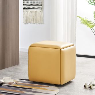Generic 5-in-1 Stapelbares Ottoman-Würfelset Aus Leder Mit Rädern, Multifunktionaler Fußhocker Und Bank, Gepolsterte Fußstütze for Wohnzimmer, Schlafzimmer, G