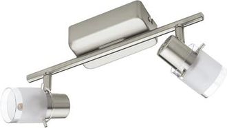 Eglo LED Deckenlampe Orvieto 1, Deckenstrahler, Stahl in nickel-matt, Glas satiniert in weiss, klar warmwei&szlig;