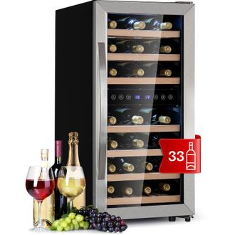 Klarstein Klarstein - Weink&uuml;hlschrank Freistehend, Kleiner Getr&auml;nkek&uuml;hlschrank Schmal, 2 Zonen Weink&uuml;hlschrank mit Glast&uuml;r, Indoor/Outdoor Beersafe