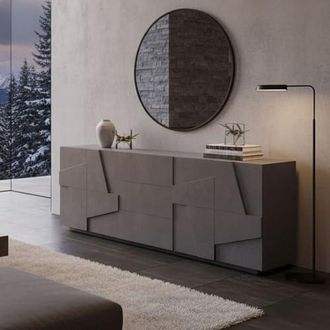 Dmora Kommode Mason, K&uuml;chen-Sideboard mit 4 T&uuml;ren und 3 Schubladen, Wohnzimmer-Buffet, 100 % Made in Italy, 224 x 44 x 86 cm, Schiefer