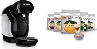 Bosch Tassimo Style friendly Kapselmaschine TAS112E mit Tassimo Kapseln Probierbox, Vielfaltspaket, 64 Pads