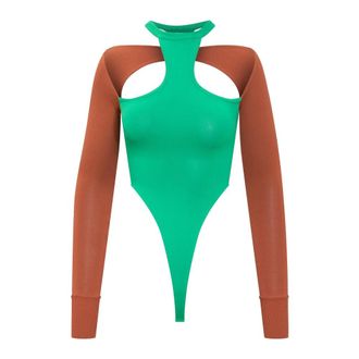 Alessandro Vigilante Top Gestrickter Bicolor Body - - Tops - Damen - Gr&uuml;n - XS