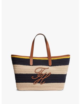 Tommy Hilfiger Cabas &agrave; logo appliqu&eacute; et rayures - Bleu multicolore