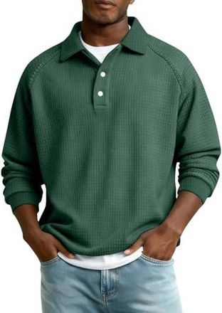 Generic Polo gaufr&eacute; pour homme - Coupe muscl&eacute;e - T-shirt de sport uni &agrave; manches courtes - Couleur unie - Polo de golf - T-shirt basique confortable et respira